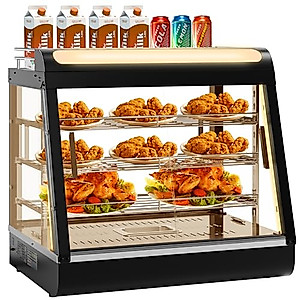 Cabinet, 27 inch Commercial Food Warming Cabinet 3 Tier Countertop Heated with Top Rack for Pizza/Pretzel Three Color Temper Glass w/Thermometer Adjustable Thermostat for Cafe Kitchen Restaurant