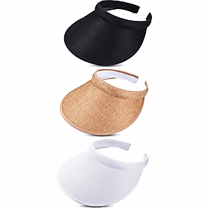 3 Pieces Sun Visor Hats Summer Wide Brim Clip on Beach Adjustable Large Brim Cap Golf Hat for Women (Color Set 1)