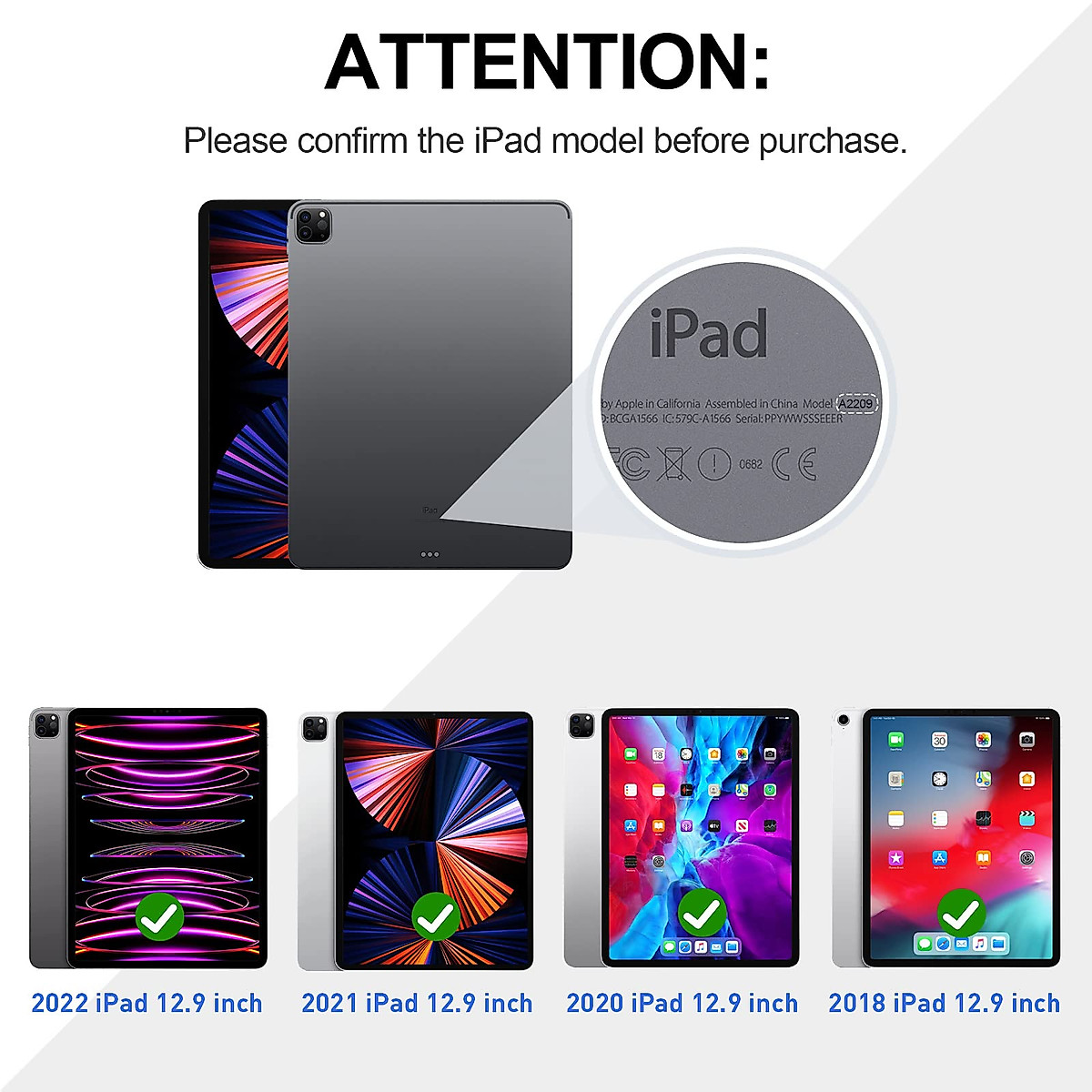 GROLEOA for iPad Pro 12.9 Case 2022/2021/2020 with Pencil Holder Screen Protector, iPad Pro 12.9 inch 6th/5th/4th Generation Cover, Full Body Shockproof Protective Rubber Case W/Stand Strap, Black