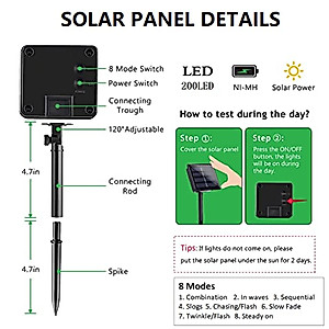 INMKALI Solar String Lights Outdoor Waterproof Big & Super Bright LED Christmas Lights 2-Pack 2400MAH 144FT 400L Fairy Lights 8 Lighting Modes for Garden Patio Tree Party Wedding (Cool White)