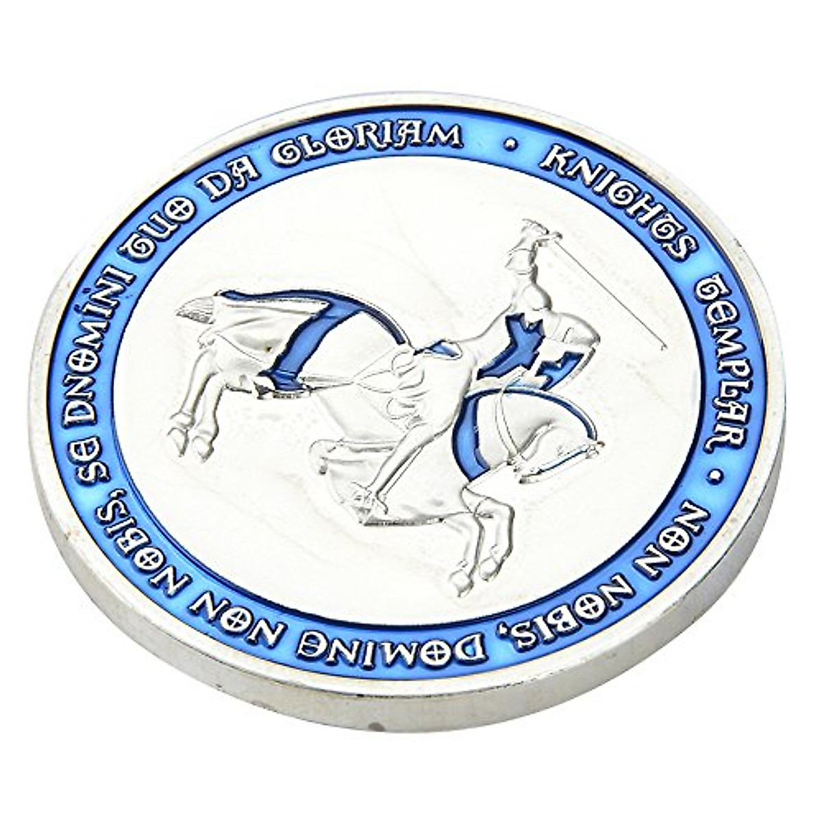 GogoForward Commemorative Knights Templar Cross Masonic Mason Silver Coin(Blue)