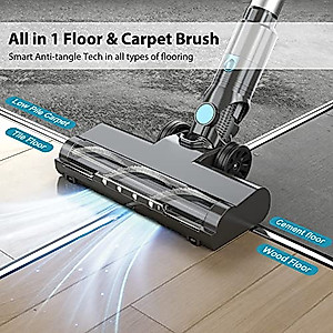 PRETTYCARE Cordless Vacuum Cleaner, 30Kpa Powerful Stick Vacuum with Brushless Motor, 45 Mins Long Runtime, LED Touch Display, Self-Standing Vacuum Cordless for Home Hard Floor Carpet Pet Hair, P1 Pro