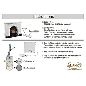 iLAND Dollhouse Furniture and Accessories of Dollhouse Fireplace on 1/12 Scale w/Fire Light & Fireplace Tong & Firewood Rack (Neoclassical 3pcs)