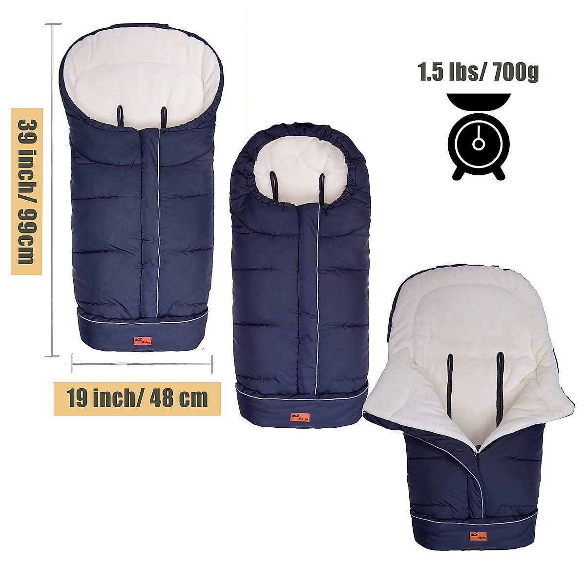 KZ Dotnz Weatherproof Oudtoor Toddler Bunting Bag Adaptable for Most Strollers, Warm Soft Stroller Footmuff, Waterproof Universal Baby Stroller Bunting Blanket