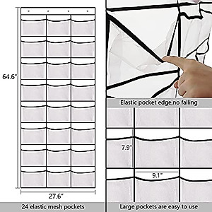 JInSEY Hat Rack for Wall,Hat Organizer-24 Clear Elastic Mesh Hat Holder Storage Pockets for Baseball Caps SnacksToys