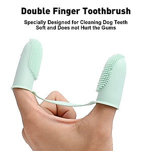 Aohcae 4 Pack Toothbrush for Dog, Finger Toothbrush Kit, 135ºSurround Bristles for Easy Teeth Cleaning, Double-Finger Toothbrush Dental Care for Puppies, Cats and Small Pets