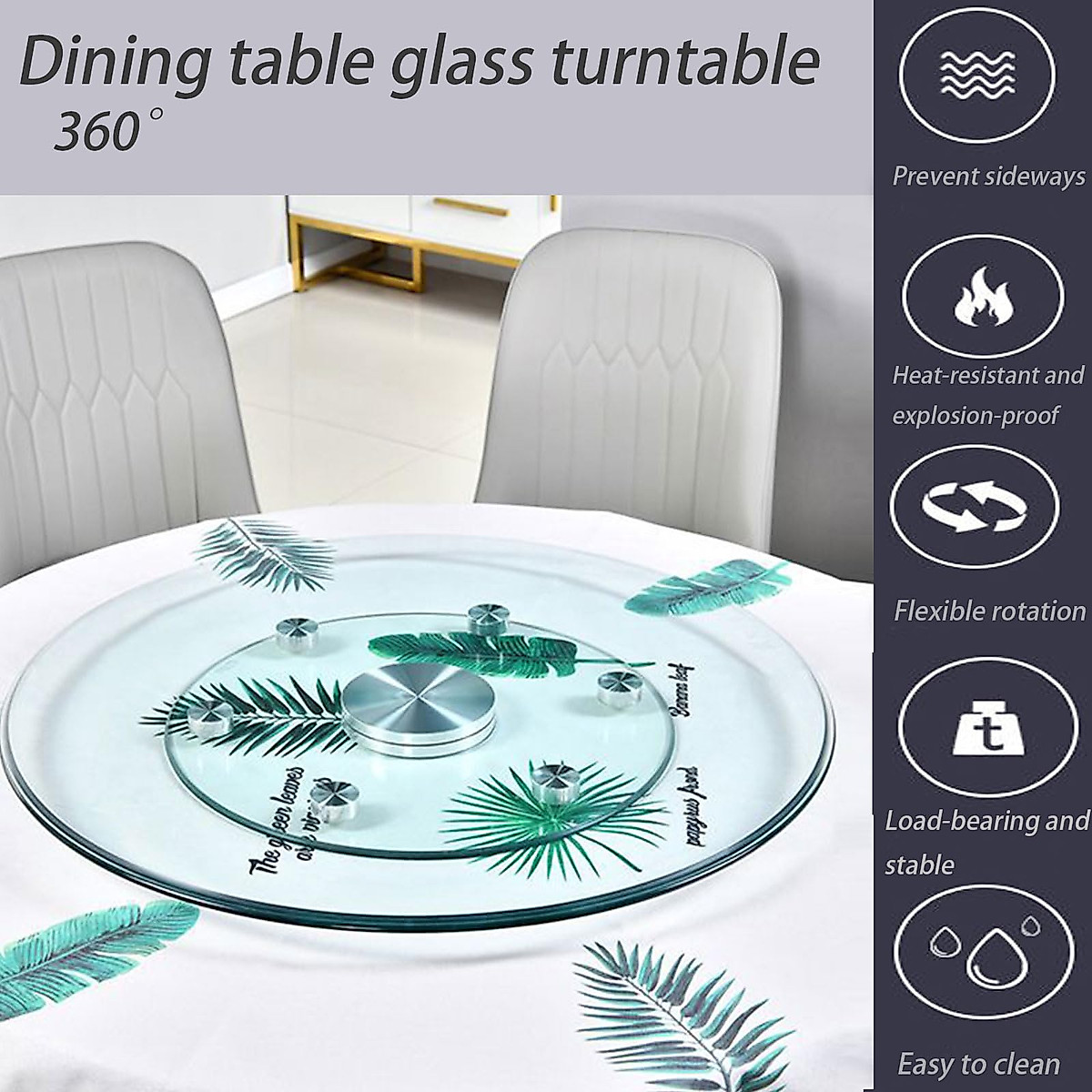 Dxcaicc Dining Table Glass Turntable,Glass Lazy Susan Turntable Dining Table,Round Tempered Glass with Silent Bearing centerpieces,Steady Swivel Dining Table Glass Serving Tray,100cm