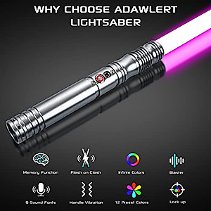 Dueling Light Saber RGB 12 Colors Light Sabers - Metal Hilt Black Series Sabers for Adults Cosplay Party, Birthday Gift, 9 Sound Fonts, FOC, Support Real Heavy Dueling (Gun)