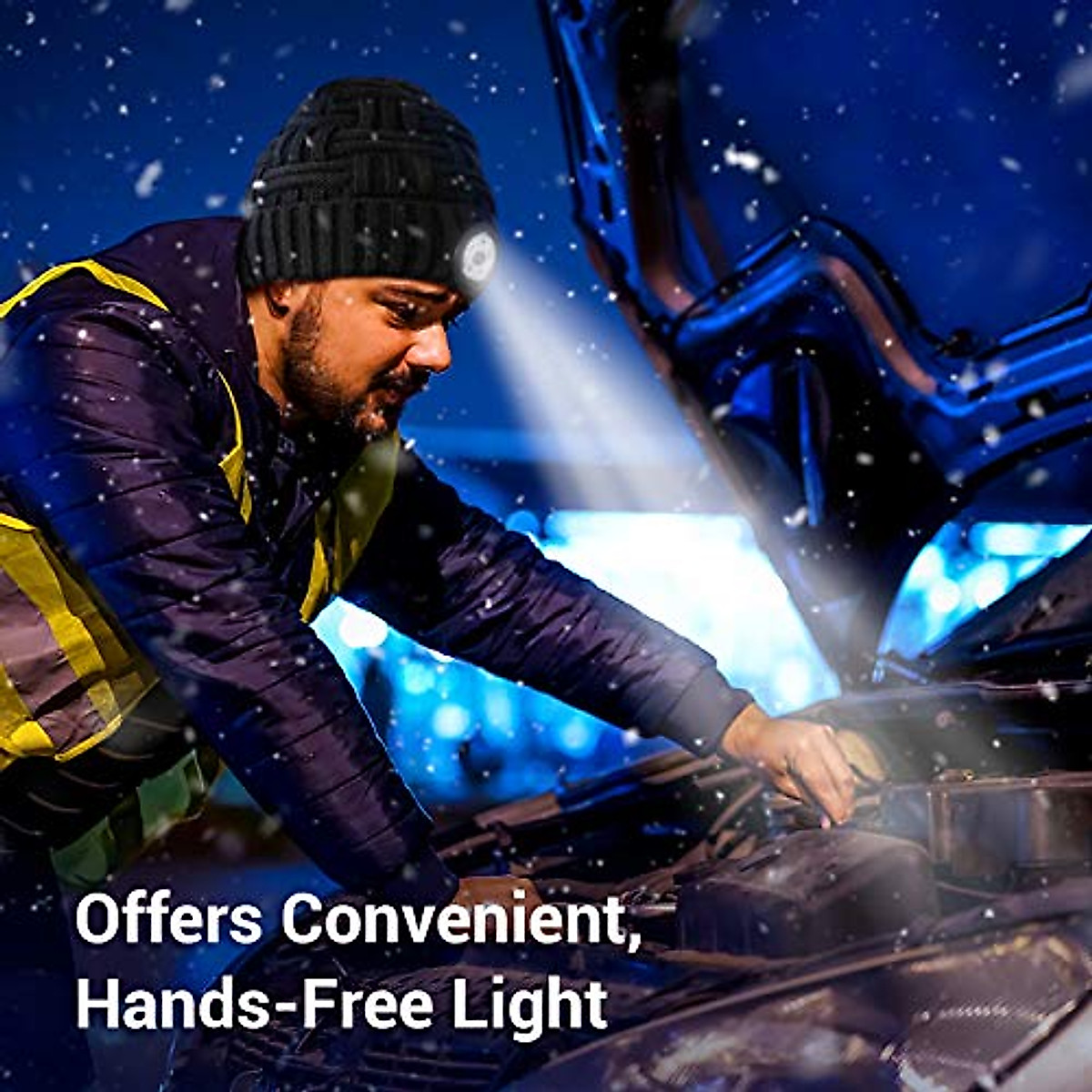 LED Beanie Hat with Lights, Gifts for Men Women Stocking Stuffers for Men Christmas Birthday Gift Idea for Dad Husband Him Teens Adults, Soft Warm Cap with Headlamp for Fishing Camping Walking