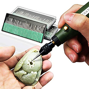 TIMESETL 90 Pcs Diamond Burr Bits Drill Kit for Engraving Carving Rotary Tool, 1/8"(3mm) Shank, for Glass, Gemstone, Metal