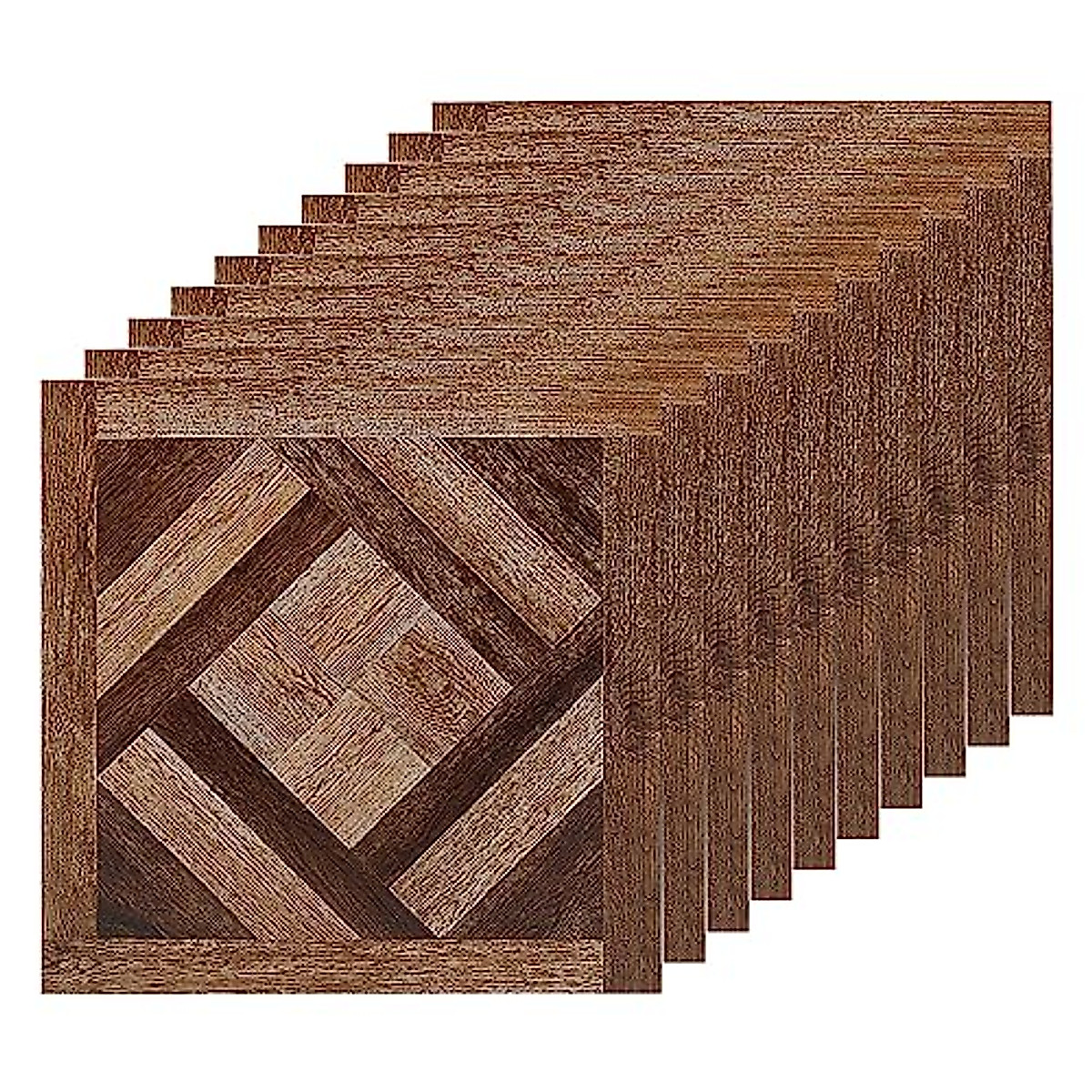 uxcell Peel and Stick Floor Wall Tiles Sticker, 10Pcs 12"x12" Self-Adhesive Wood Grain Floor Stickers Matte Frosted Flooring Tiles for Kitchen Bathroom and Home Decor, Yellow+Brown