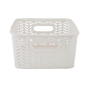 Simplify 25173-WHT-3PK Herringbone Storage Basket, Small, White