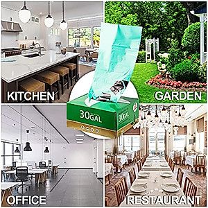 Eyliden 100% Compostable Trash Bags - 100 Count 30 Gallon(113L) Tall Kitchen Garbage Bags, Fallen Leaf Bag, Medium Wastebasket Bags for Yard Home Bedroom Office Indoor Outdoor Garbage Can
