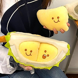 Vlrbfl Creative Detachable Durian Plush Toy, New Cute Durian Plush Toy, Creative Detachable Fruit Durian Plush Toy, Durian Plush Pillow, Soft Durian Stress Relief Toys