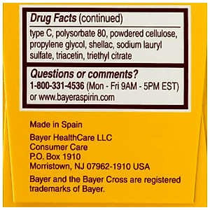 Bayer Aspirin Low Dose 81 mg, Enteric Coated Tablets, Doctor Recommended, Secondary Prevention of Cardiovascular Disease, 32 Safety Coated Tablets