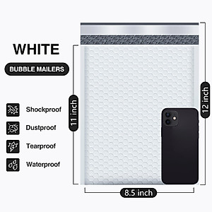 UCGOU Bubble Mailers 8.5x12 Inch White 25 Pack Poly Padded Envelopes #2 Medium Mailing Opaque Packaging Postal Self Seal Waterproof Boutique Shipping Bags for Clothes Makeup Supplies