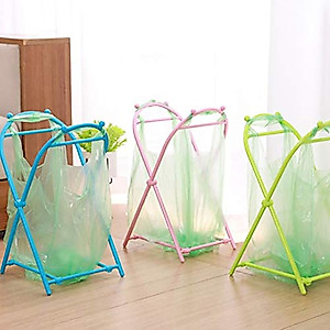 Luxshiny Desktop Stand 2pcs Garbage Bag Rack Plastic Frame Kitchen Garbage Bag Storage Rack Folding Garbage Shelf Bag Fixing Bracket Portable Hamper Stand for Bathroom Kitchen Green Hanger Hooks