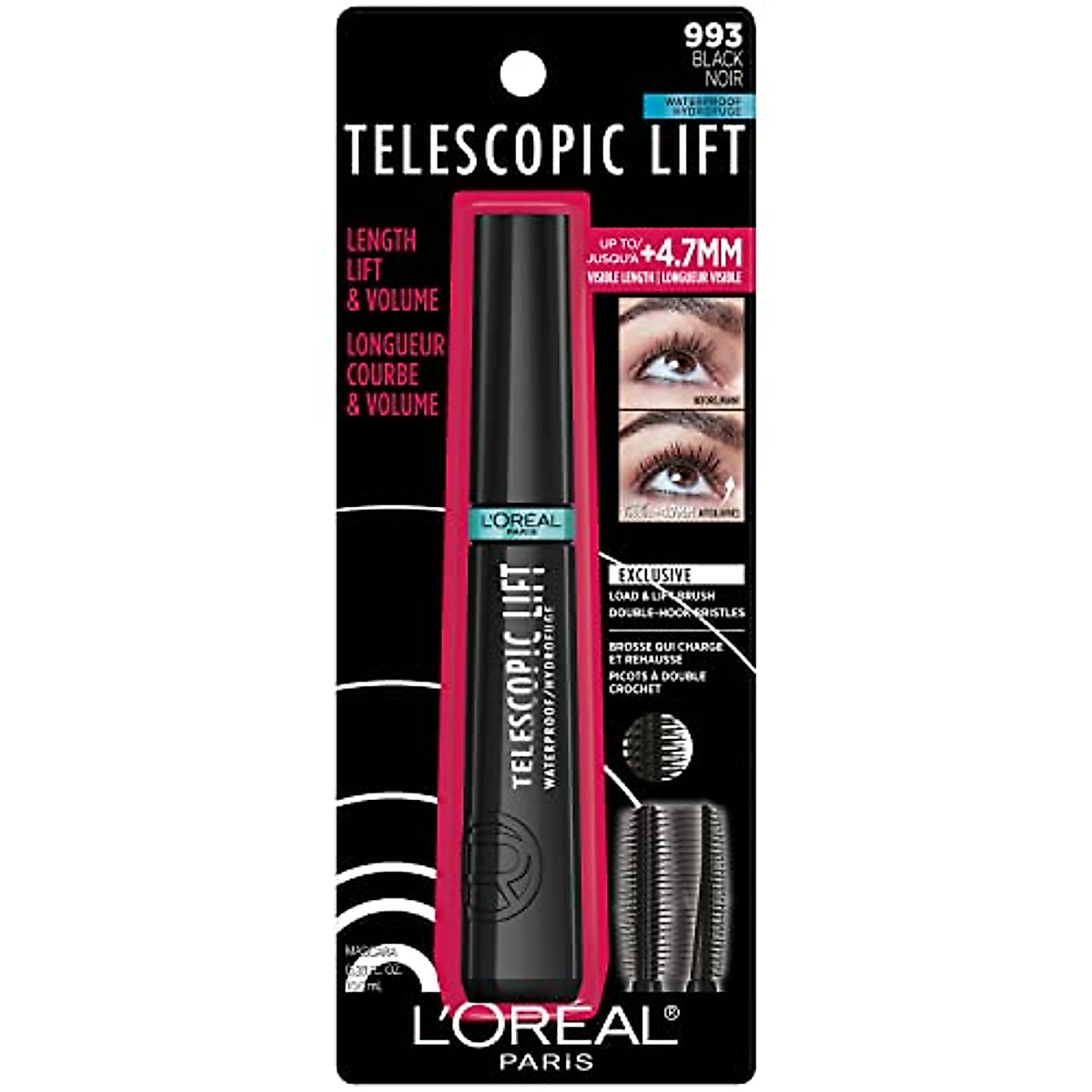 L'Oreal Paris Telescopic Lift Waterproof Mascara, Lengthening and Volumizing Eye Makeup, Lash Lift with Up to 36HR Wear, Black, 0.33 Fl Oz ## National value updated on: 2022-12-07 ## New National title Value: Lift Waterproof Makeup Mascara, Instant Lash L