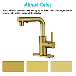 CREA Sink Faucet, Gold Kitchen Faucets with Pull Down Sprayer, Bathroom Sink Faucets Mini Bar Prep Faucet Single Handle 3 or 1 Hole Utility Faucet Laundry Outdoor Tap
