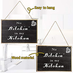 Jetec 2 Pieces Funny Kitchen Signs No Bitchin' in My Kitchen The Dishes are Looking at Me Dirty Again Wood Sign Farmhouse Kitchen Wall Decor for Home Housewarming Kitchen Decor, 12 x 8 Inch