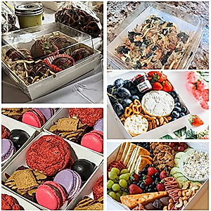 BUIYLV 50 Pack Charcuterie Boxes with Clear Lids, 4 Inches White Dessert Boxes To Go Disposable Mini Charcuterie Boxes for Cookie, Sandwich, Strawberry, Cupcake, Macaron, Cake Slice