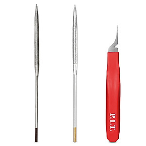P.I.T. Metal File Set, 2Pcs Needle Files Set & Mouldline Remover, Miniature and Model Files Hand Tools, Diamond File for Model, Plastic, Metal, Wood, Jewelry Tools, DIY, Hobby