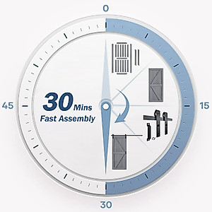 FREDBECK 36in x 84in Gray Barn Door Slab with 6.6ft (79inch) Barn Door Hardware Track Kit and Handle Floor Guide Included, Double Surfaces,Simple Assembly is Required,K-Frame,Grey