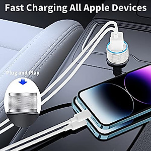 [Apple MFi Certified] iPhone Car Fast Charger, 4.8A Dual Port USB All Metal Smart Adapter with 2Pack Lightning Cable Power Quick Charging, for iPhone 14 13 12 11 Pro Max X XR XS 8 7 Plus iPad/AirPods