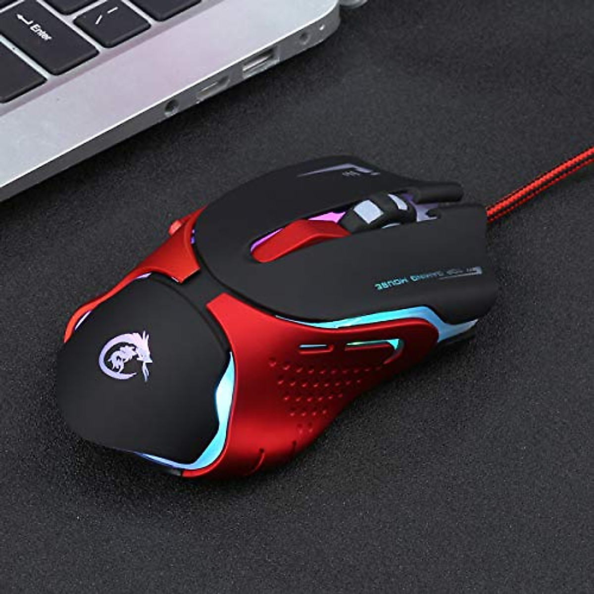 Gojiny Colorful Gaming Mouse, USB Wired Gaming Mouse 3200DPI 6 Buttons Optical Computer Mouse
