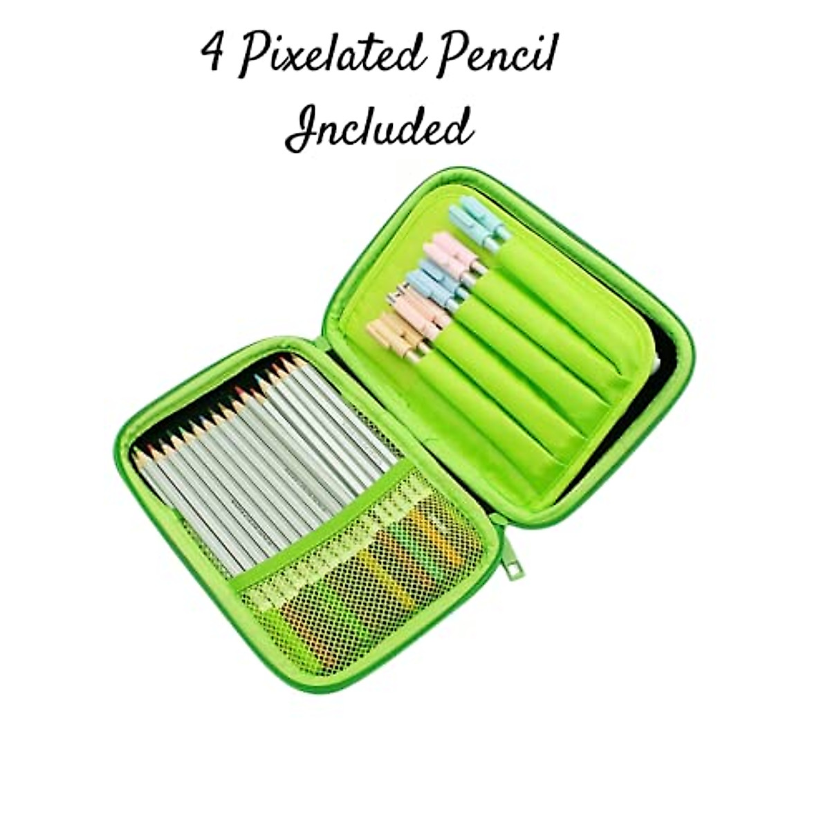 Gamer School Set Pencil Case, 4 Pixaletd Pencils, 1 Gamer Control Eraser, 50 Stickers, 1 Drawstring Bag and 16oz Water Bottle