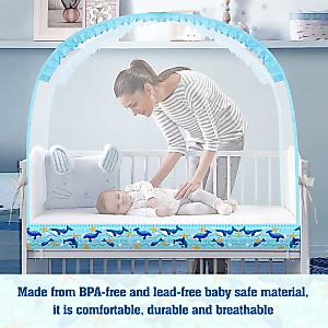 Baby Crib Tent Crib Net to Keep Baby In, Baby Safety Cribs Mosquito Net Tents for Crib, Pop Up Mosquito Tent Net Crib Canopy Cover Netting to Keep Toddler In, Soft Mesh Cover Cribs Net for Baby Safety