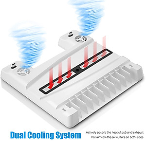 PlayStation 5 Accessories Kit, PS5 Stand with Cooling Fans and Controller Charger, PS5 Headset Holder