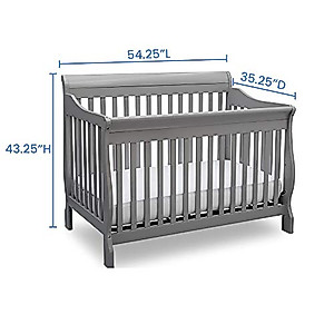 Delta Children Canton 4-in-1 Convertible Crib, Grey + Serta Perfect Slumber Dual Sided Recycled Fiber Core Crib and Toddler Mattress (Bundle)