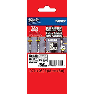 Brother 3/4" (18mm) Black Print on White Extra Strength Adhesive P-Touch Tape for Brother PT-D450, PTD450 Label Maker