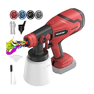 YEARTOP Paint Sprayer for Milwaukee 18V Battery, HVLP Spray Paint Gun with Brushless Motor and 5 Copper Nozzle, Cordless Paint Sprayer for Home Interior and Exterior, House Painting (No Battery)