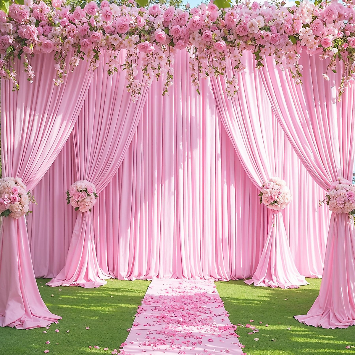 Pink Backdrop Curtain for Parties Baby Shower Wrinkle Free Pink Photo Curtains Backdrop Drapes Fabric Decoration for Weddings Birthday Party 5ft x 7ft,2 Panels