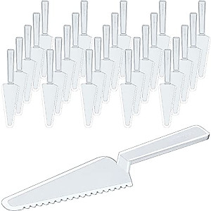 Suclain Disposable Plastic Cake Cutter Plastic Cake Server Cutting Plastic Spatula Plastic Knives Pie Pizza Pastry Slicer Serving Utensils for Kitchen Wedding (Clear, 50 Pieces)