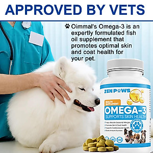 Omega 3 Fish Oil for Dogs - 180 Count Tablet Treats – Helps Shedding, Skin Allergy, Itch and Dry Skin Relief, Hot Spots - Joint Health - Skin and Coat Supplement - Salmon Oil - Duck Flavor