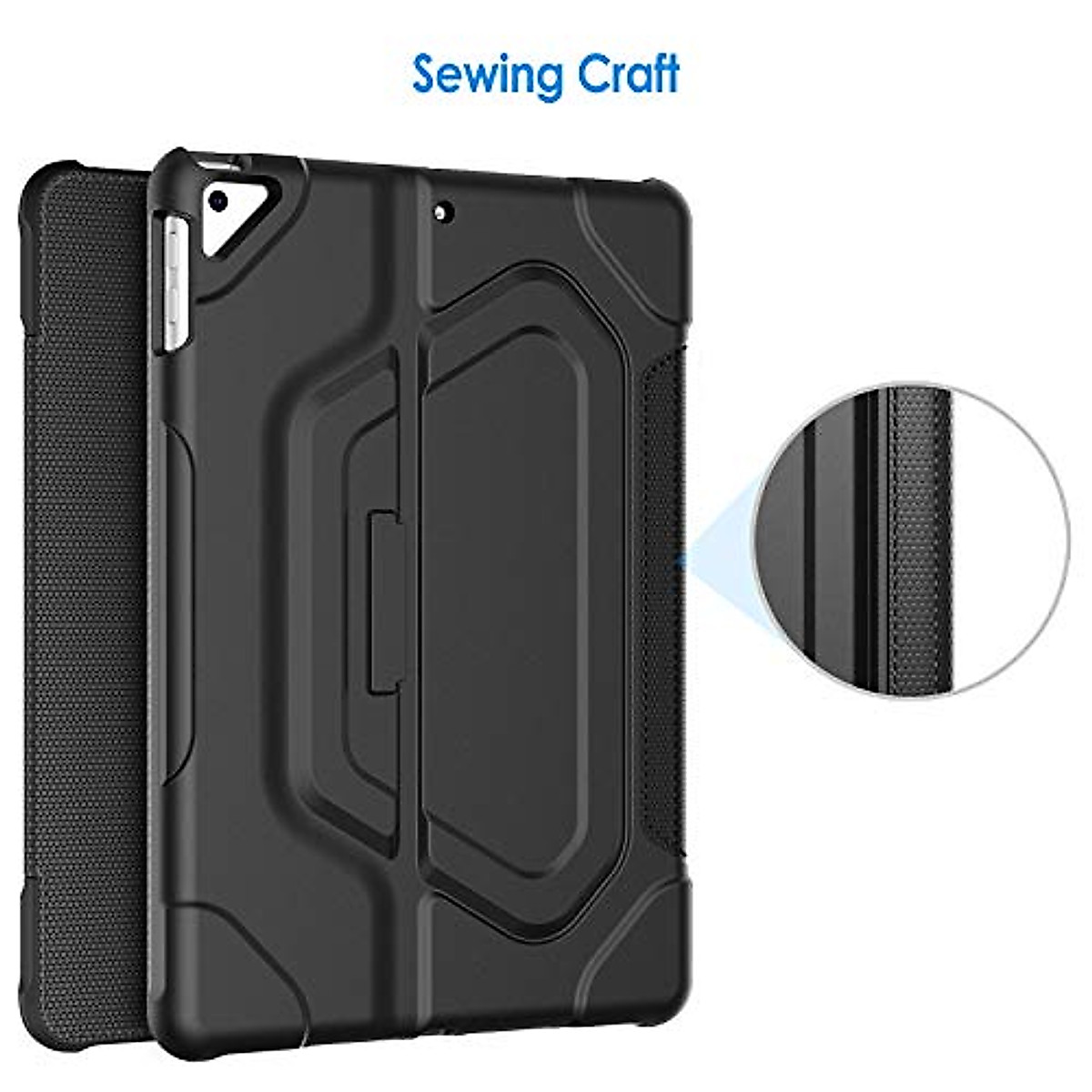 JETech Case for iPad 10.2-Inch (2021/2020/2019 Model, 9/8/7 Generation), Double-fold Stand with Shockproof TPU Back Cover, Auto Wake/Sleep (Black)