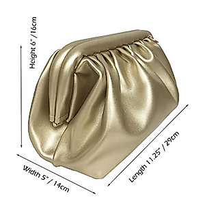 sioglam Classic Pleated PU Slouchy Clutch Cross Body Evening Bag with Detachable Chain Ruched Cloud bag for Women