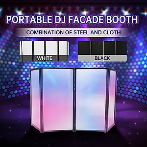 ECOTRIC Portable DJ Facade Booth Foldable Cover Screen with White/Black Facade+Cloth Frame Booth Steel +Travel Bag Case Projector Display Scrim Panel with Folding