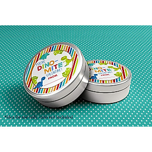 Dino-Mite Dinosaur Valentine Party Favor Sticker Labels for Boys, 40 2" Party Circle Stickers by AmandaCreation, Great for Classroom Valentines, Envelope Seals, Gifts & Treats