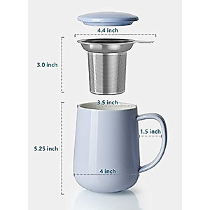 Sweese 20 OZ Porcelain Tea Mug with Infuser and Lid, Loose Leaf Tea Cup, Gifts for Tea Lover, Lilac - 204.110