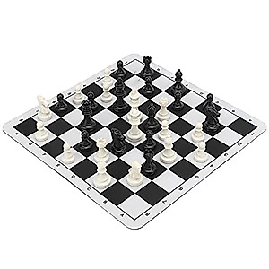 VBESTLIFE Tournament Chess Set Portable International Standard Chess Game Set with Roll Up Rubber Chessboard Chess, Leisure Sports
