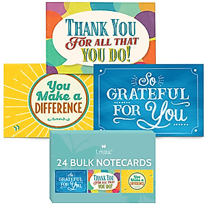 24 Appreciation Cards with Envelopes - Team Gifts, Teacher Gifts Bulk, Volunteer and Employee Appreciation Cards, Gratitude and Encouragement Cards for Nurse Appreciation Week and Staff Appreciation Day - Boxed Set of Thank You Cards Bulk to Say You Make