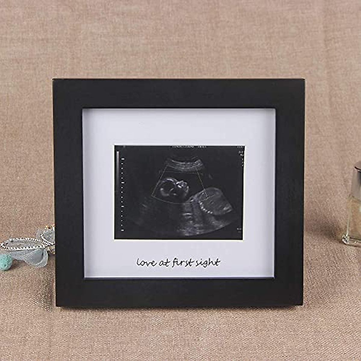 RUIAN Baby Sonogram Photo Frame, The First Ultrasound Picture Frame Love at First Sight Sonogram Frame, An Idea Gift for Expecting Parents in Baby Shower Gender Reveal Party Baby Nursery Decor (Black)