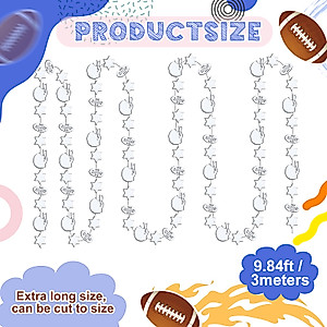 TecUnite 6 Pcs 9.84 ft Football Themed Garland Homecoming Mum Supplies Football Theme Beads String Plastic Football Garland Silver Football Beads Party for Homecoming Chrysanthemum Party Decorations