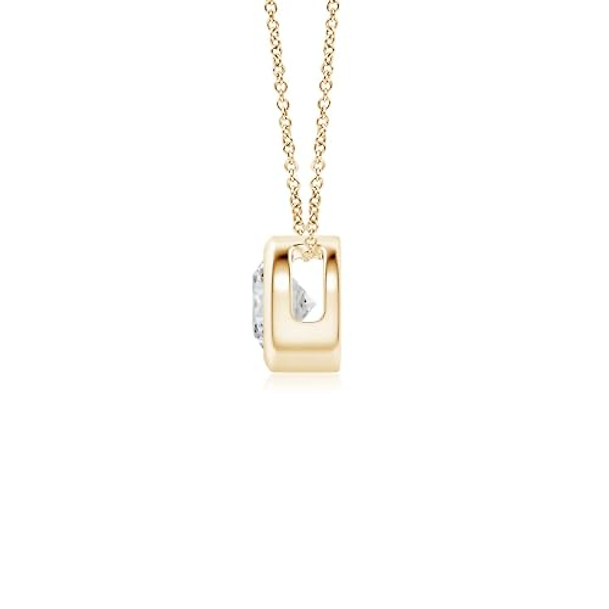 Angara Natural Diamond Solitaire Pendant Necklace for Women in 14K Yellow Gold (Grade-HSI2 | 4.1mm) April Birthstone Jewelry Gift for Women | Birthday | Wedding | Anniversary