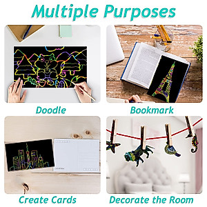 Scratch Art for Kids, 118 PCS Rainbow Scratch Paper Set Black Scratch it Off Paper Art Crafts Notes Sheet for Children Girls Boys Fun DIY Toy Birthday Game Christmas Easter Craft Gifts