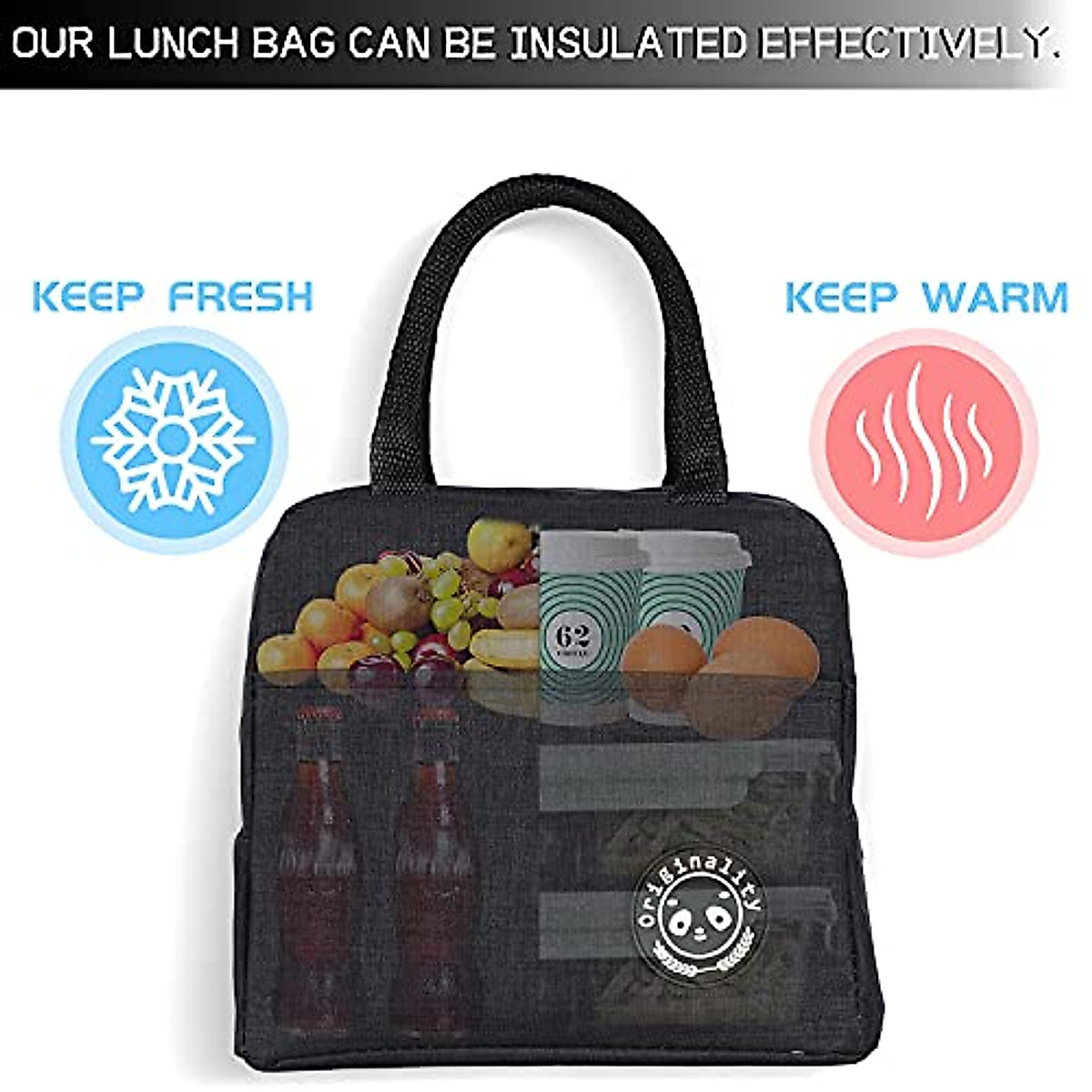 DEABOLAR NW Lunch Bag Insulated Lunch Bag Women or Men，Waterproof and Reusable Lunch Box for Women Men OfficeChildrenSchool Picnic，High Capacity Striped Lunch Bags for Women or Men